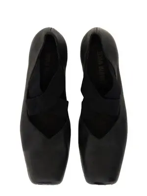 UMA WANG Leather Ballerina Flats - Black