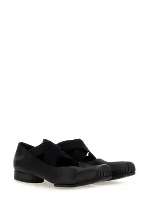 UMA WANG Leather Ballerina Flats - Black