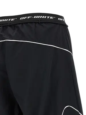 Off-White Logo Band Drawstring Wide Leg Pants