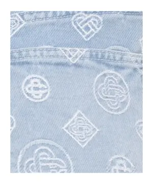 Casablanca Monogram Denim Logo Patch Skirt - Gray