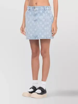 Casablanca Monogram Denim Logo Patch Skirt - Gray