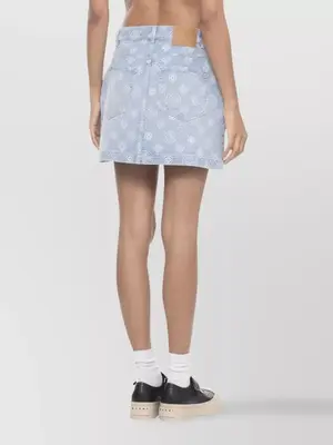 Casablanca Monogram Denim Logo Patch Skirt - Gray