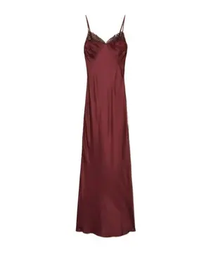 TWINSET Lace Trimmed Long Satin Dress