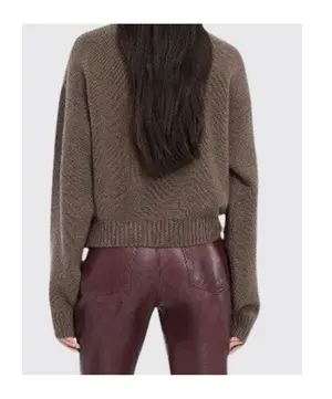 ROTATE BY BIRGER CHRISTENSEN Cropped Knit Sweater With Collegiate Styling