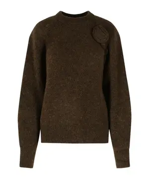 ROTATE BY BIRGER CHRISTENSEN Alpaca Blend Floral Detail Crew Neck Pullover Sweater