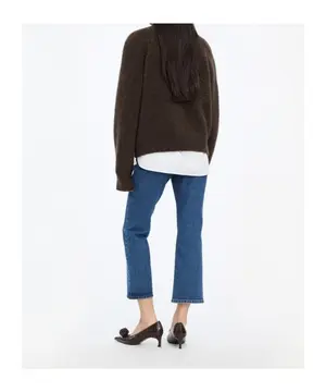 ROTATE BY BIRGER CHRISTENSEN Alpaca Blend Floral Detail Crew Neck Pullover Sweater