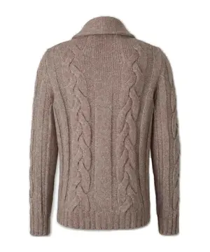 GRAN SASSO Cable Knit Shawl Collar Cardigan