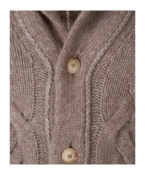 GRAN SASSO Cable Knit Shawl Collar Cardigan