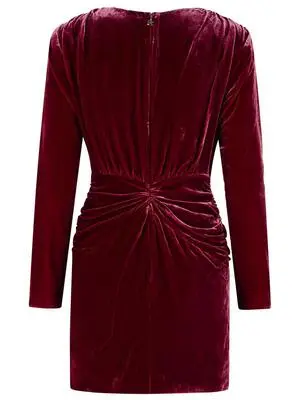 ROTATE BY BIRGER CHRISTENSEN Burgundy Silk Velvet Mini Dress