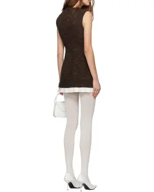 SHUSHU/TONG Round Neck Satin Knot Applique Dress