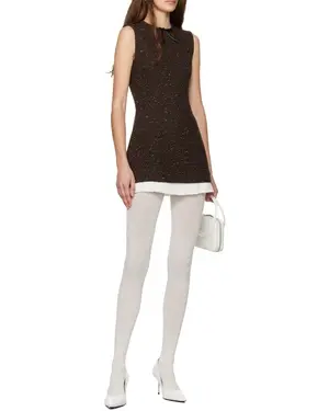 SHUSHU/TONG Round Neck Satin Knot Applique Dress