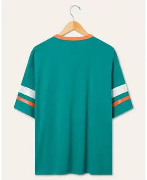 Junk Food Clothing Miami Dolphins Glitter Boxy Ringer Tee