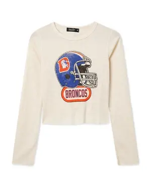Junk Food Clothing Denver Broncos Helmet Crop Thermal - Birch