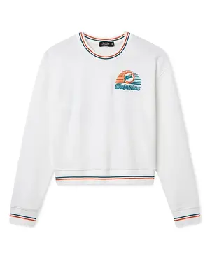 Junk Food Clothing Miami Dolphins Cropped Rib Fleece - White