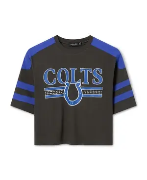 Junk Food Clothing Indianapolis Colts Striped Bling Crop Tee