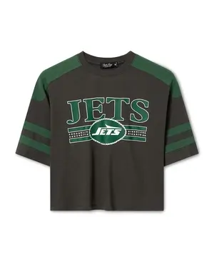 Junk Food Clothing New York Jets Striped Bling Crop Tee