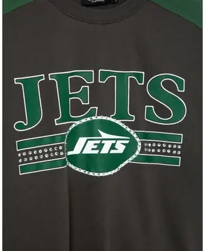 Junk Food Clothing New York Jets Striped Bling Crop Tee