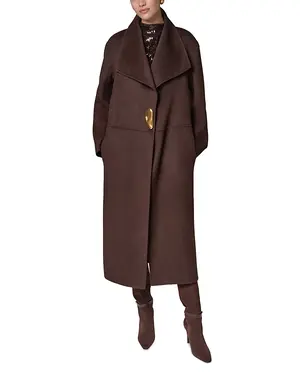 Donna Karan New York Wing Collar Hardware Trim Coat