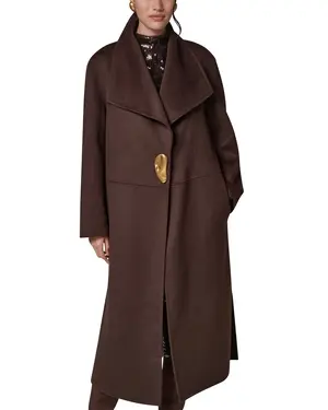 Donna Karan New York Wing Collar Hardware Trim Coat