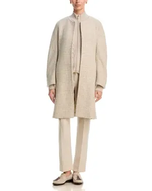 Eleventy Collarless Belted Wool Blend Coat