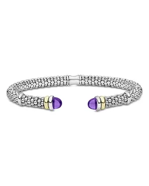 Lagos 18k Yellow Gold & Sterling Silver Gemstone Versa Torque Bracelet - Amethyst