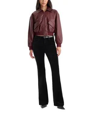 Good American Good Legs Velvet High Rise Flared Jeans