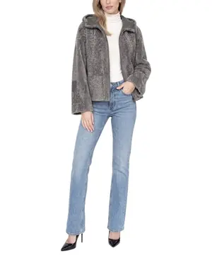 Gorski Reversible Shearling Lamb Zip Parka - Gray