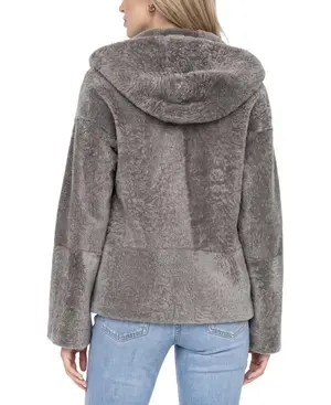 Gorski Reversible Shearling Lamb Zip Parka - Gray