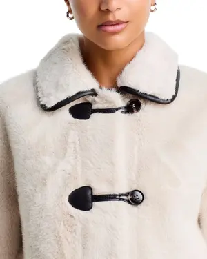 Aqua Faux Shearling Spread Collar Jacket