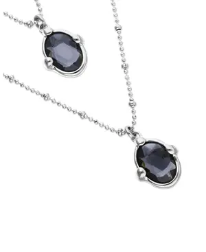 UNODE50 Double Necklace Plated In Sterling And Small Faceted Crystals