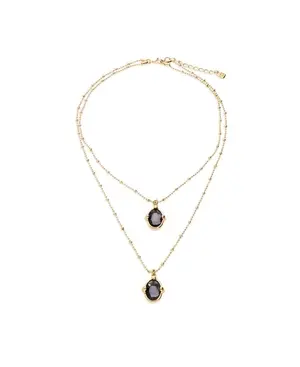 UNODE50 Double Necklace In And Small Faceted Crystals