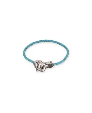 UNODE50 Blue Leather Strap With Sterling -plated Interlocking Carabiner Detail