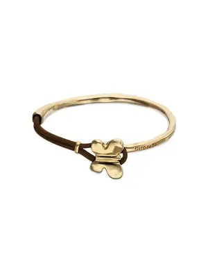 UNODE50 Leather Bracelet With Gold-tone Butterfly