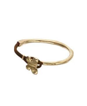 UNODE50 Leather Bracelet With Gold-tone Butterfly