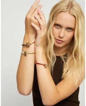 UNODE50 Leather Bracelet With Gold-tone Butterfly