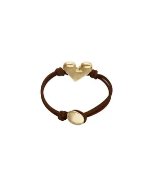 UNODE50 Brown Leather Strap With -plated Heart Detail