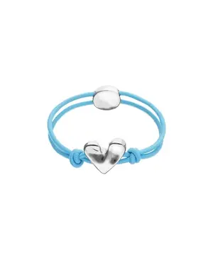UNODE50 Elastic Thread Bracelet With Sterling Silver Plated Heart - Blue