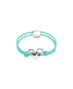 UNODE50 Elastic Thread Bracelet With Sterling Silver Plated Heart - Turquoise