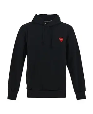 Play Comme Des Garcon Heart-patch Rib-trimmed Hoodie - Black