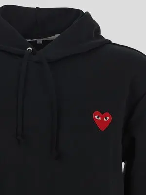 Play Comme Des Garcon Heart-patch Rib-trimmed Hoodie