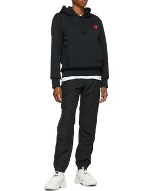 Play Comme Des Garcon Heart-patch Rib-trimmed Hoodie