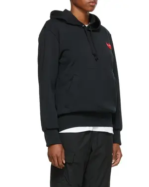 Play Comme Des Garcon Heart-patch Rib-trimmed Hoodie