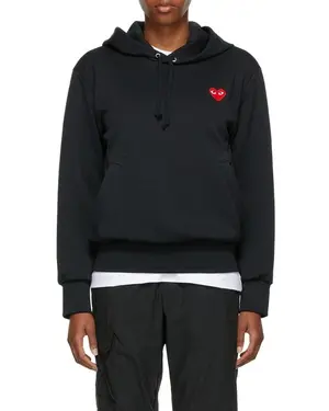 Play Comme Des Garcon Heart-patch Rib-trimmed Hoodie