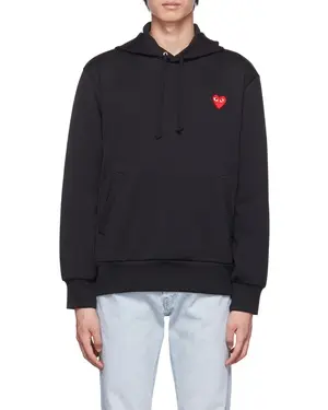 Play Comme Des Garcon Heart-patch Rib-trimmed Hoodie