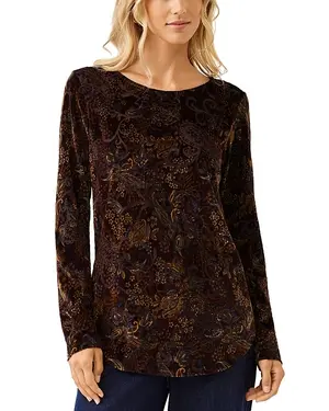 Karen Kane Velvet Burnout Long Sleeve Top