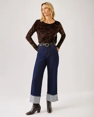 Karen Kane Velvet Burnout Long Sleeve Top