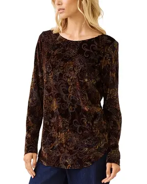 Karen Kane Velvet Burnout Long Sleeve Top