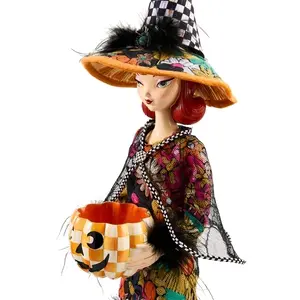 MACKENZIE-CHILDS Glamoura Fabric Witch With Pumpkin
