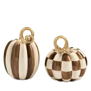 MACKENZIE-CHILDS Check And Stripe Petite Pumpkins, Set Of 2 - Multi