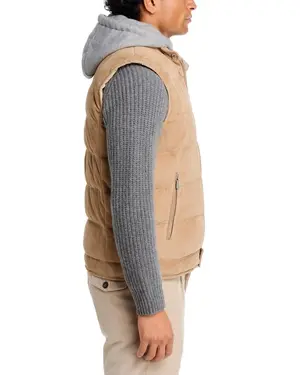 Eleventy Suede Vest With Removable Hood